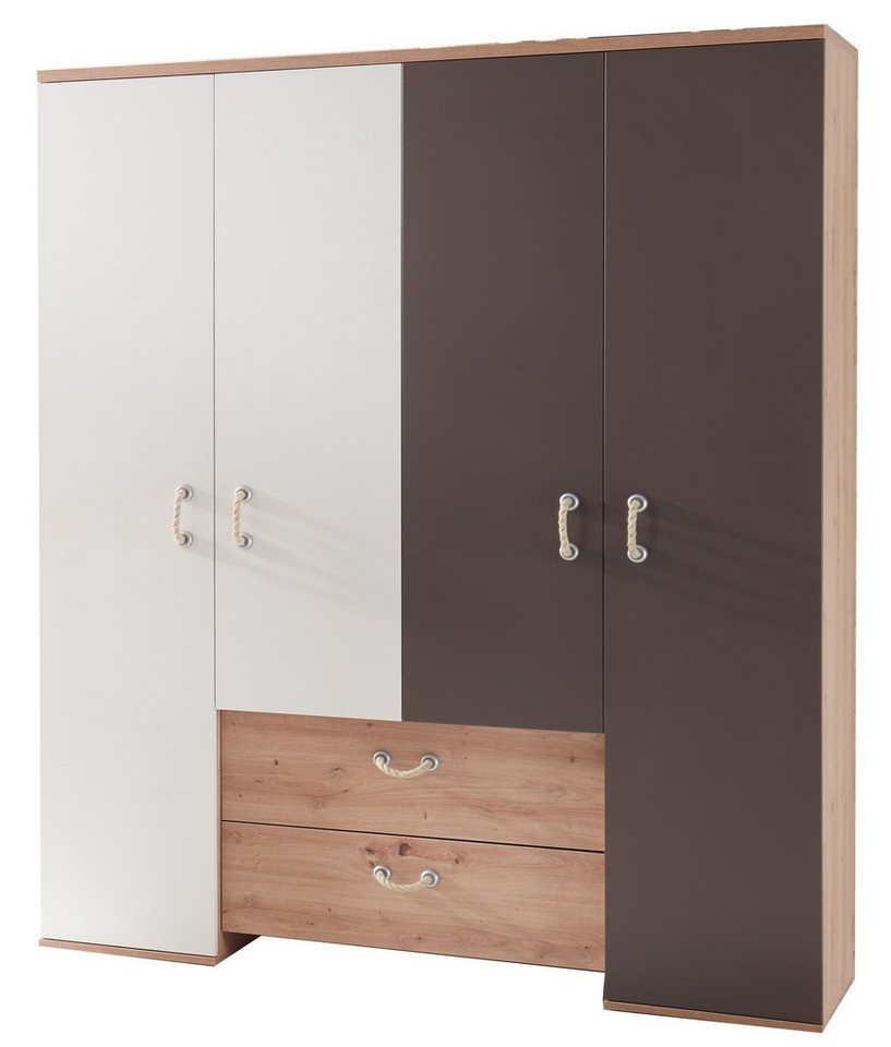 Möbelando Kleiderschrank Cordula In Asteiche Lava Matt Lack Weiß