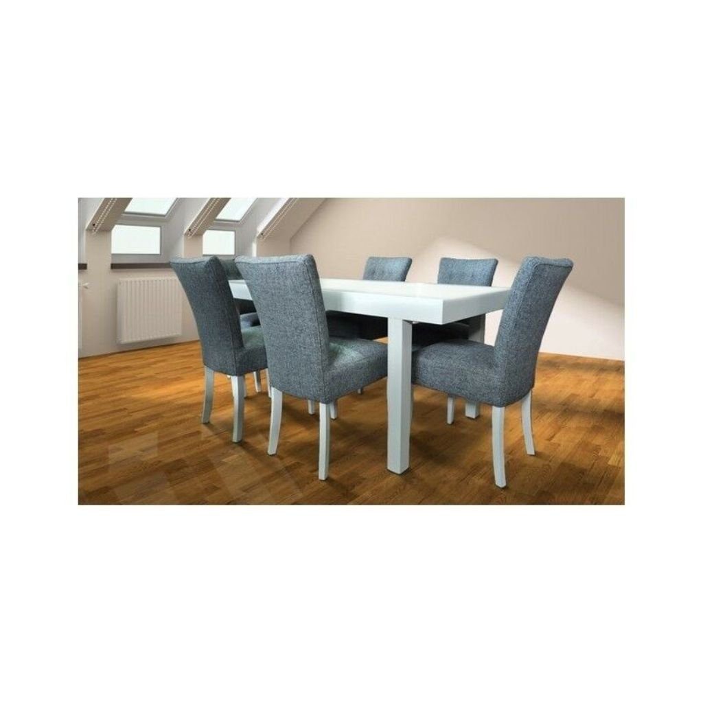 Jvmoebel Stuhl 6x Stuhl Stühle Polster Textil Stoff Garnitur Set