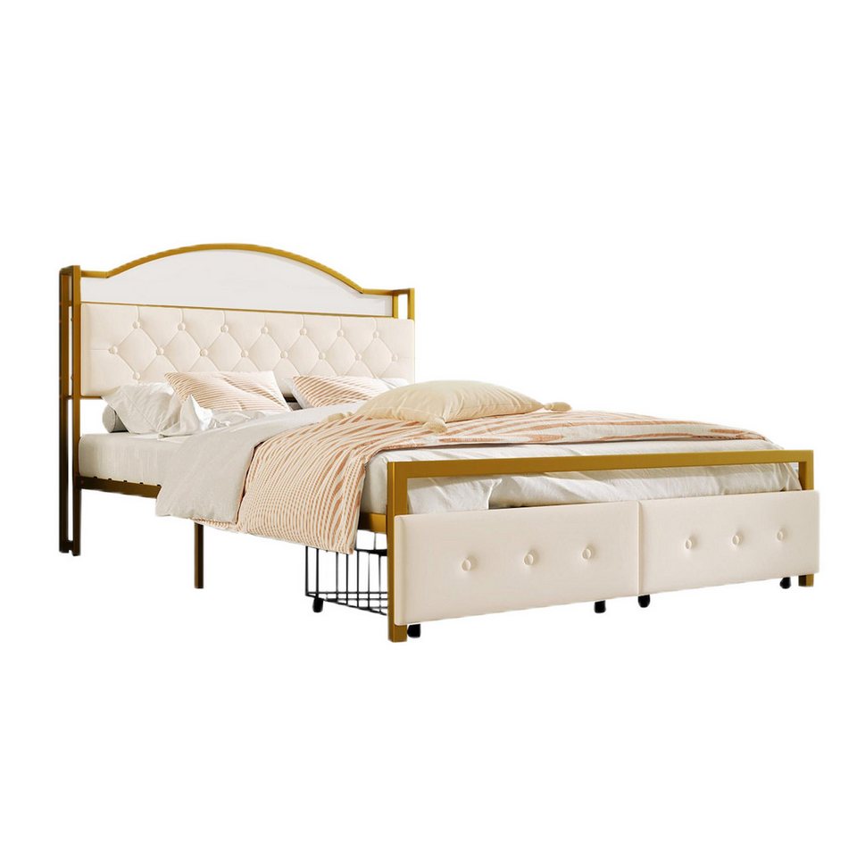 Tavilaecon Stauraumbett Flachbett Doppelbett Jugendbett Eisenrahmenbett