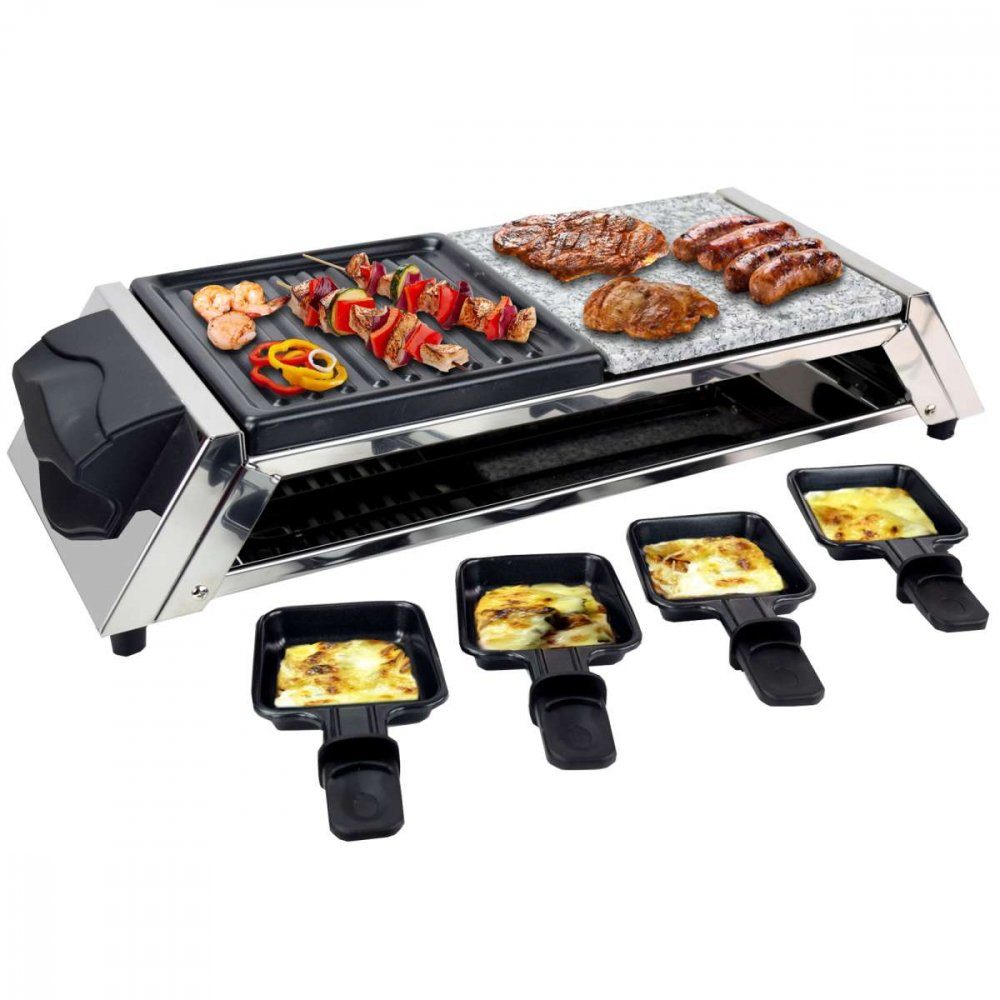 Syntrox Raclette Syntrox Edelstahl Raclette für 8 Personen mit Grillplatte und Heißem