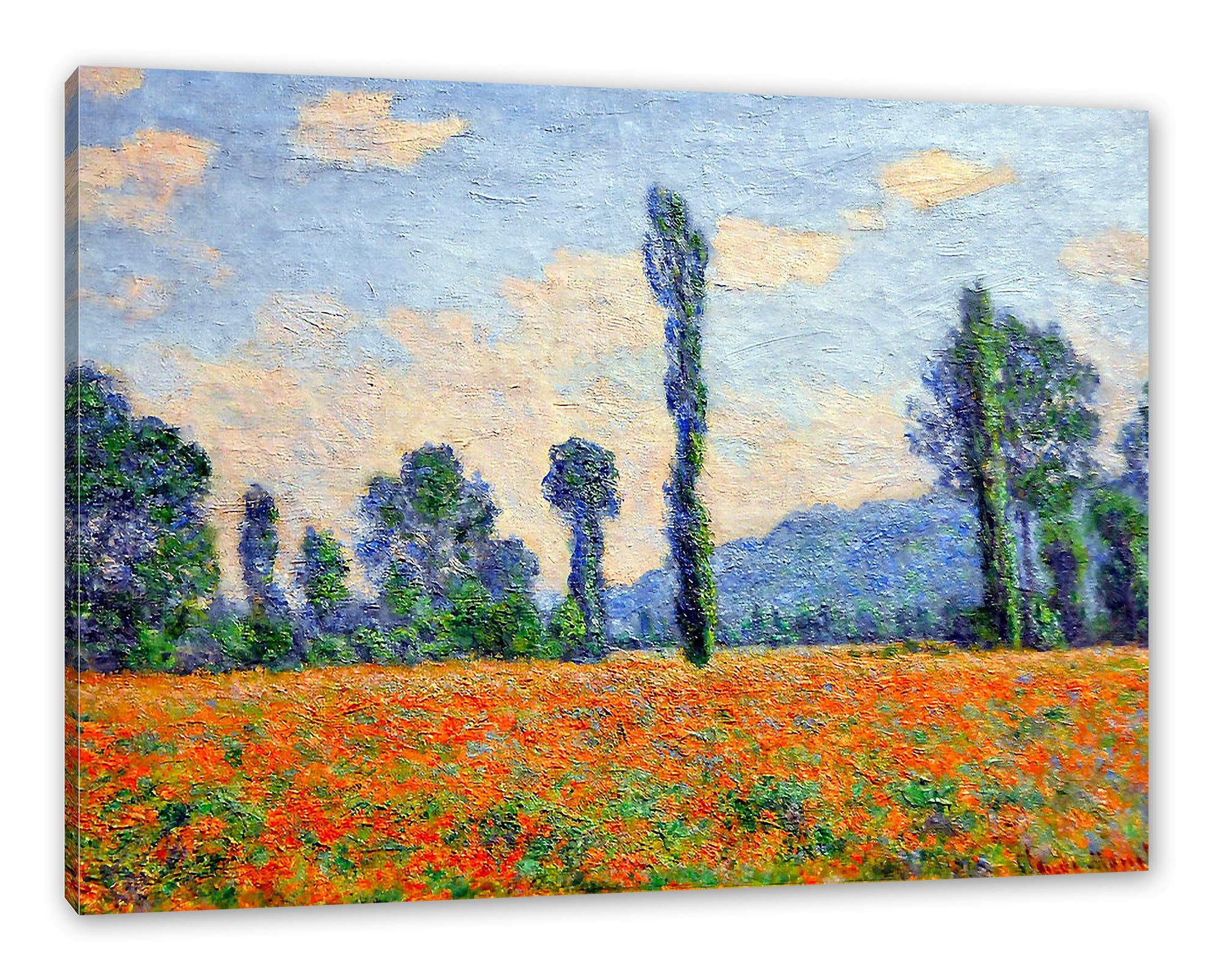 Pixxprint Leinwandbild Claude Monet - Mohnfeld Giverny, Claude Monet - Mohnfeld Giverny (1 St ...