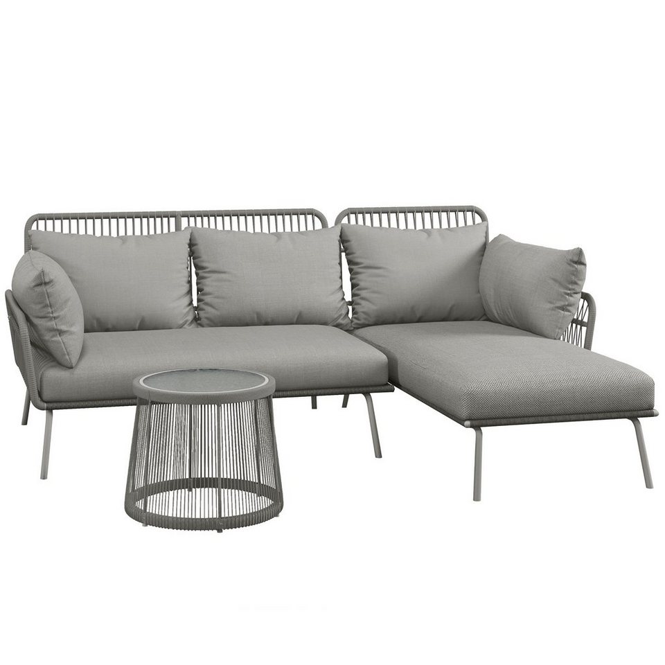 Outsunny Sitzgruppe 3 Tlg Rattan Gartenmöbel Set Mit Beistelltisch