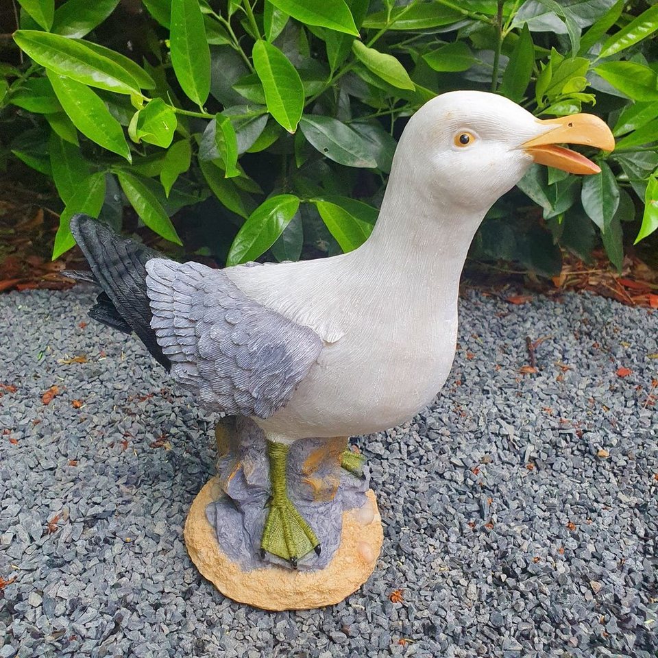 Aspinaworld Gartenfigur Gartenfigur Möwen Figur Steht Auf Stein 27 Cm