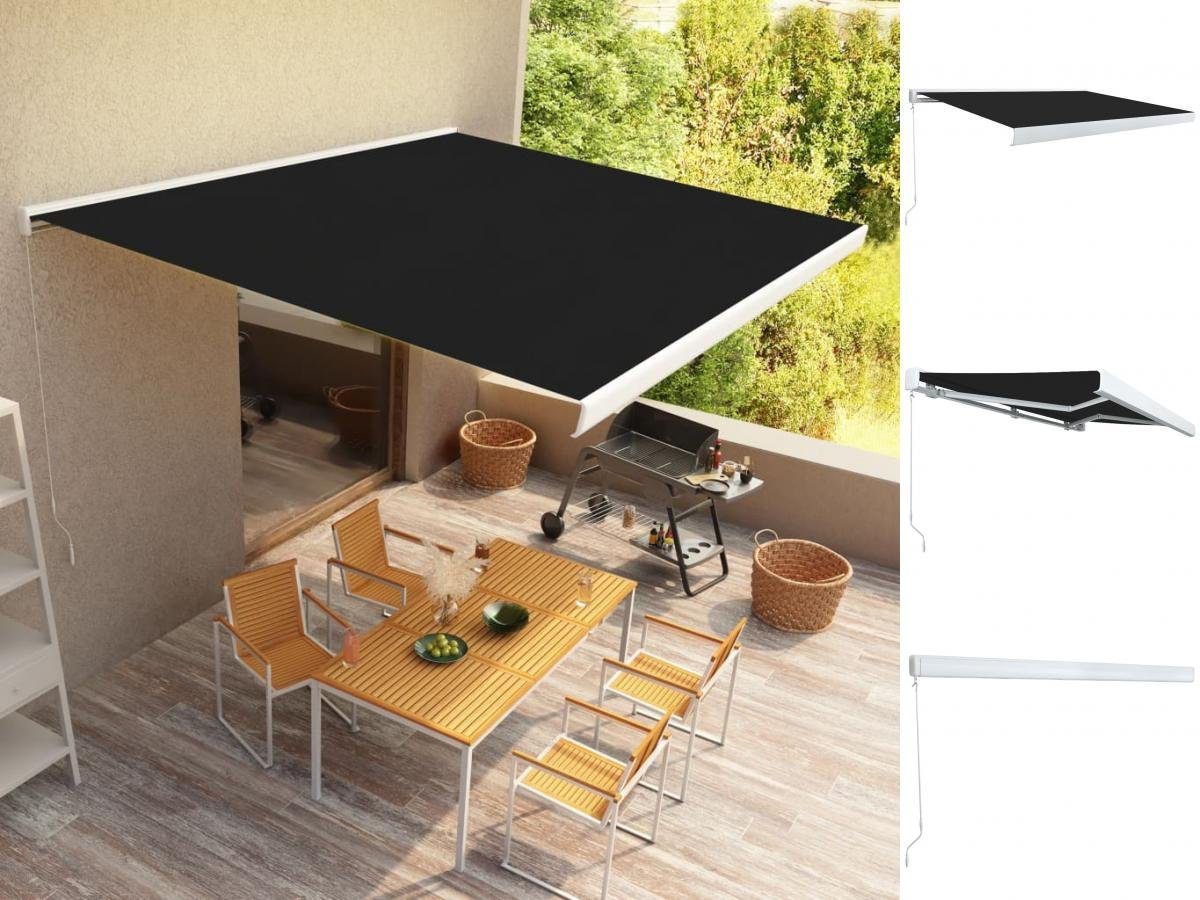 vidaXL Markise Manuelle Kassetten-Markise 450x300 cm Anthrazit Terrasse Beschattung B
