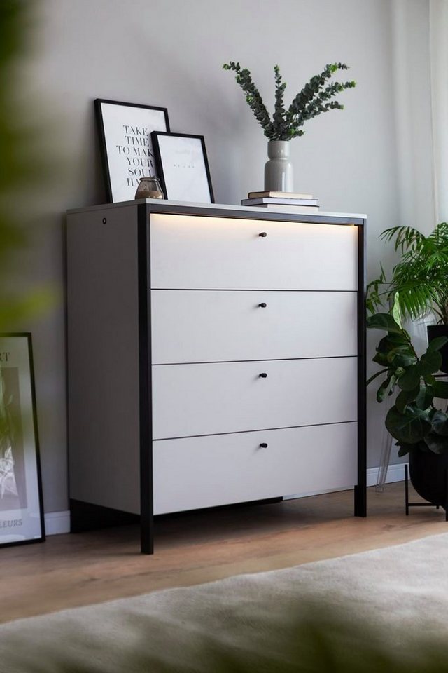 Compleo Kommode Mit 4 Schubladen Miya Mit Led Beleuchtung Auf Hohen