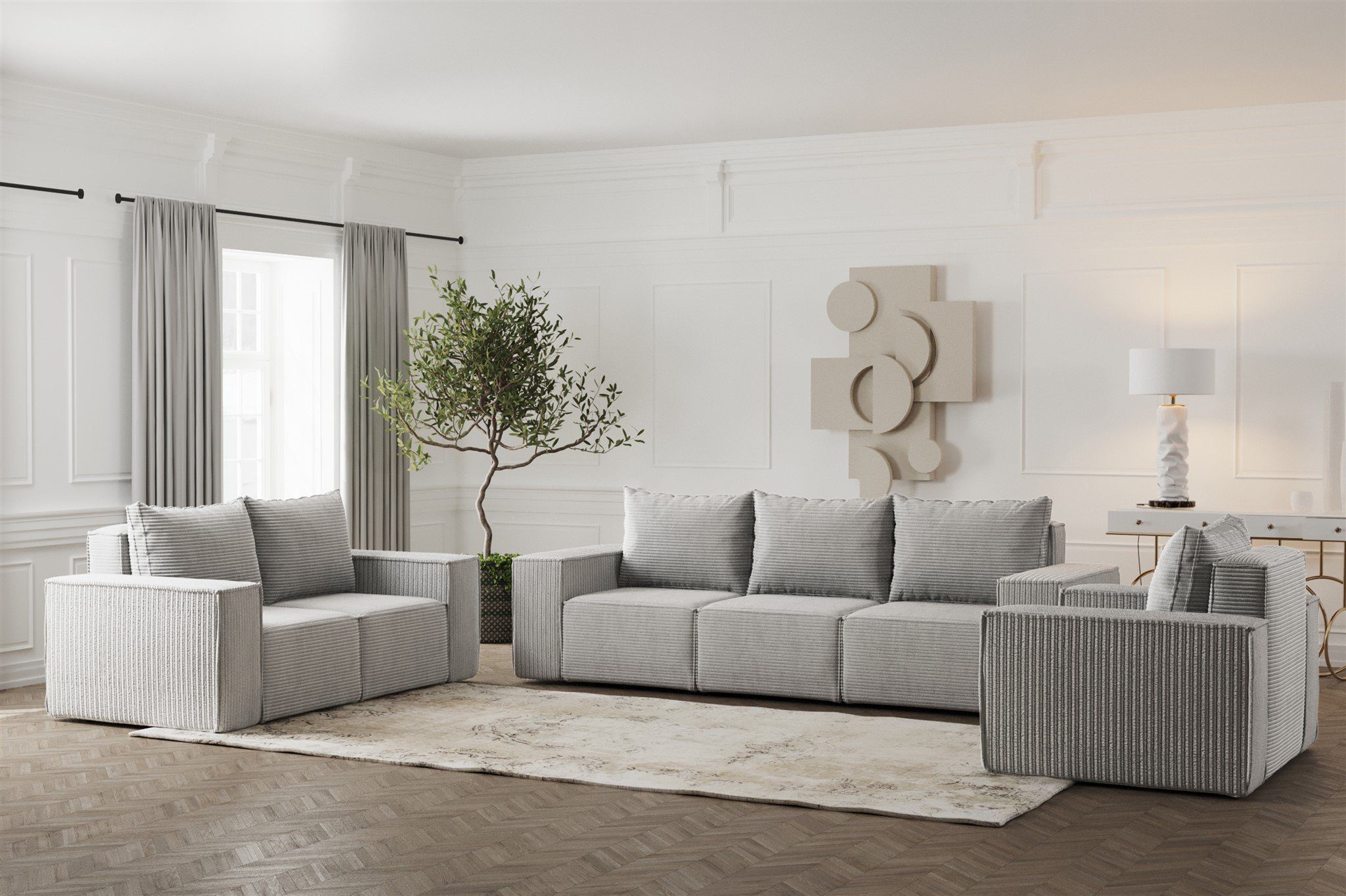 Fun Möbel Polstergarnitur Sofa Set Designersofa Estelle 3 2 1