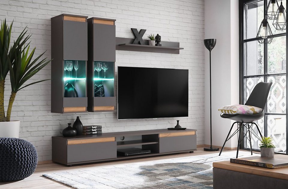 Stylefy Ecksofa Modena Anthrazit Wotan Eiche Wohnmöbel Wohnzimmer