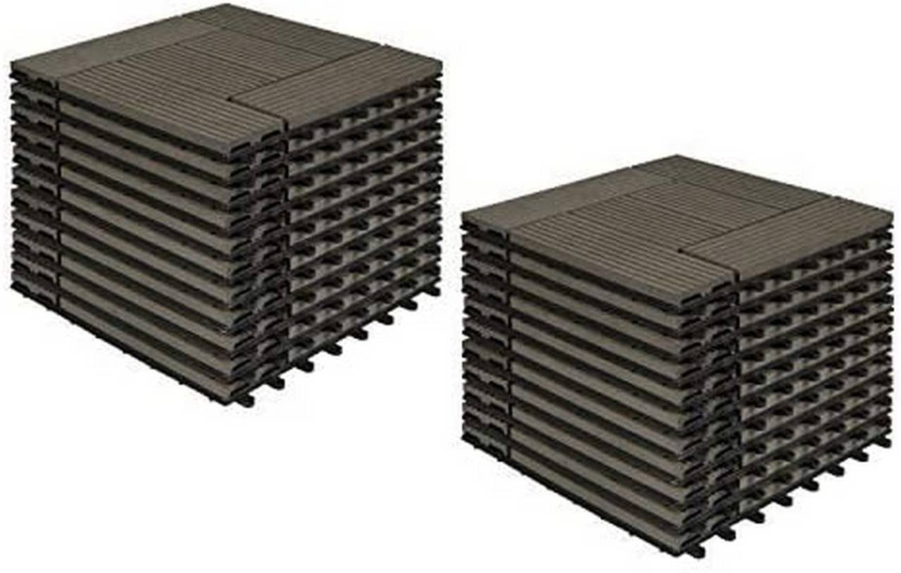 Woltu WPC-Fliesen, 22 St., Terrassendielen in Holzoptik mit klicksystem