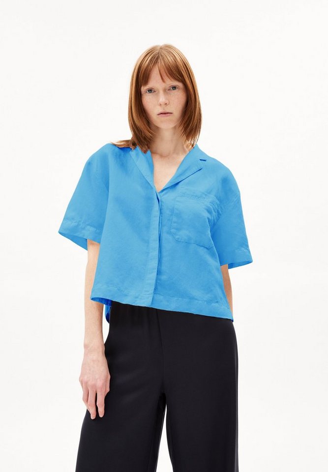 Armedangels Hemdbluse Leaanne Lino Damen Bluse Loose Fit Aus Leinen Mix
