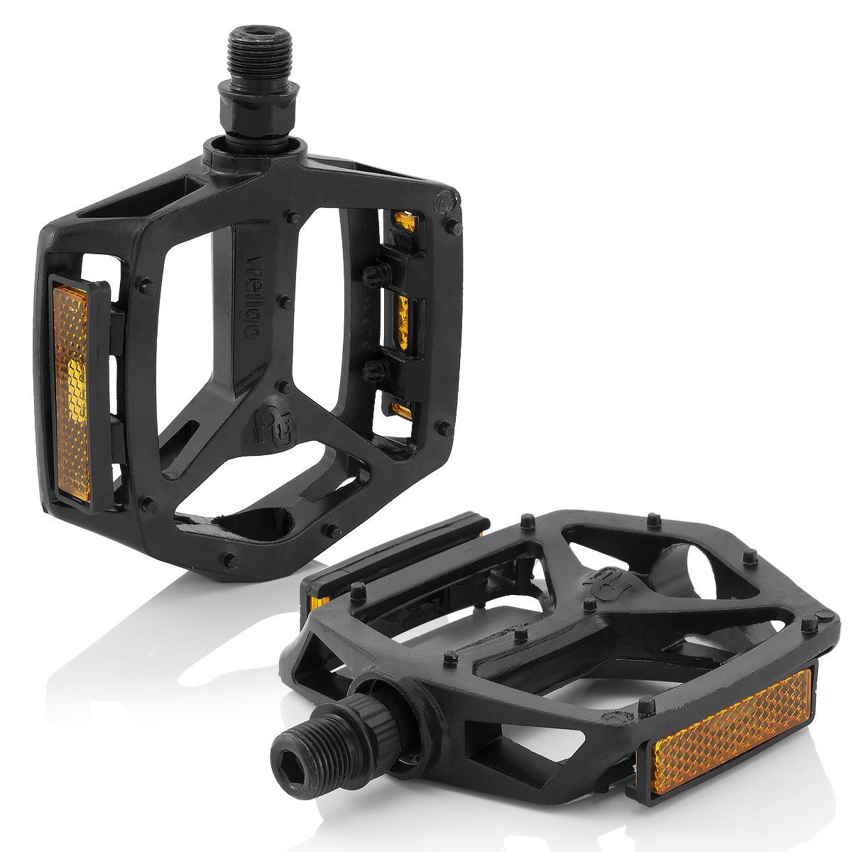 MidGard Fahrradpedale Aluminium 9/16 Zoll für MTB e-Bike Trekking BMX Freeride usw. Schwarz