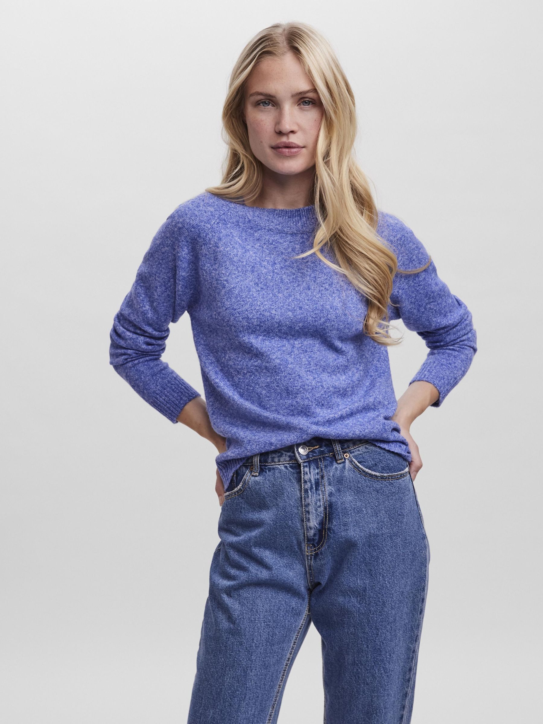 Vero Moda Rundhalspullover VMDOFFY LS O-NECK BLOUSE GA NOOS Materialmix ...