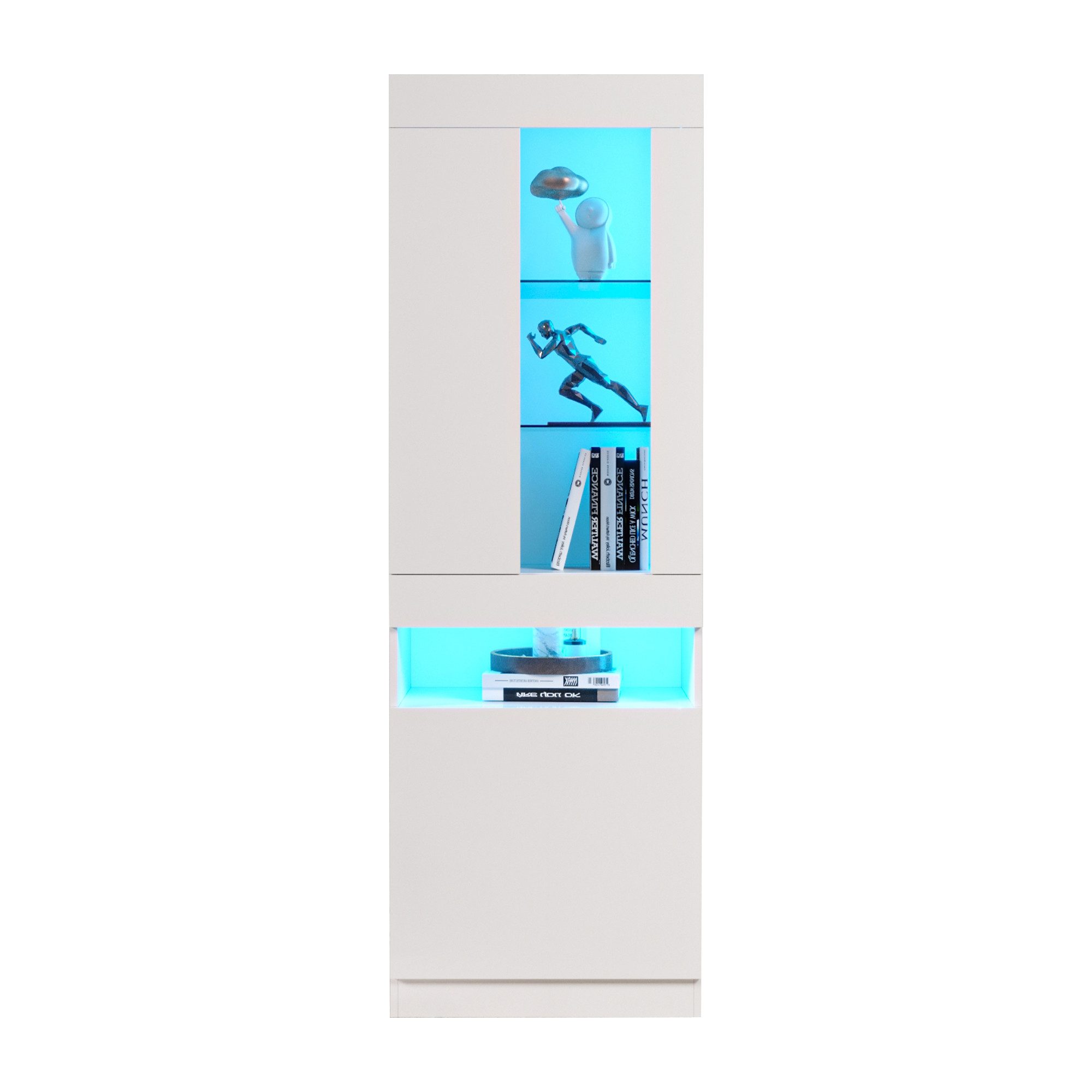 Okwish Vitrine 16 Farbige Led Lichtvitrine Mit Glasböden Großer