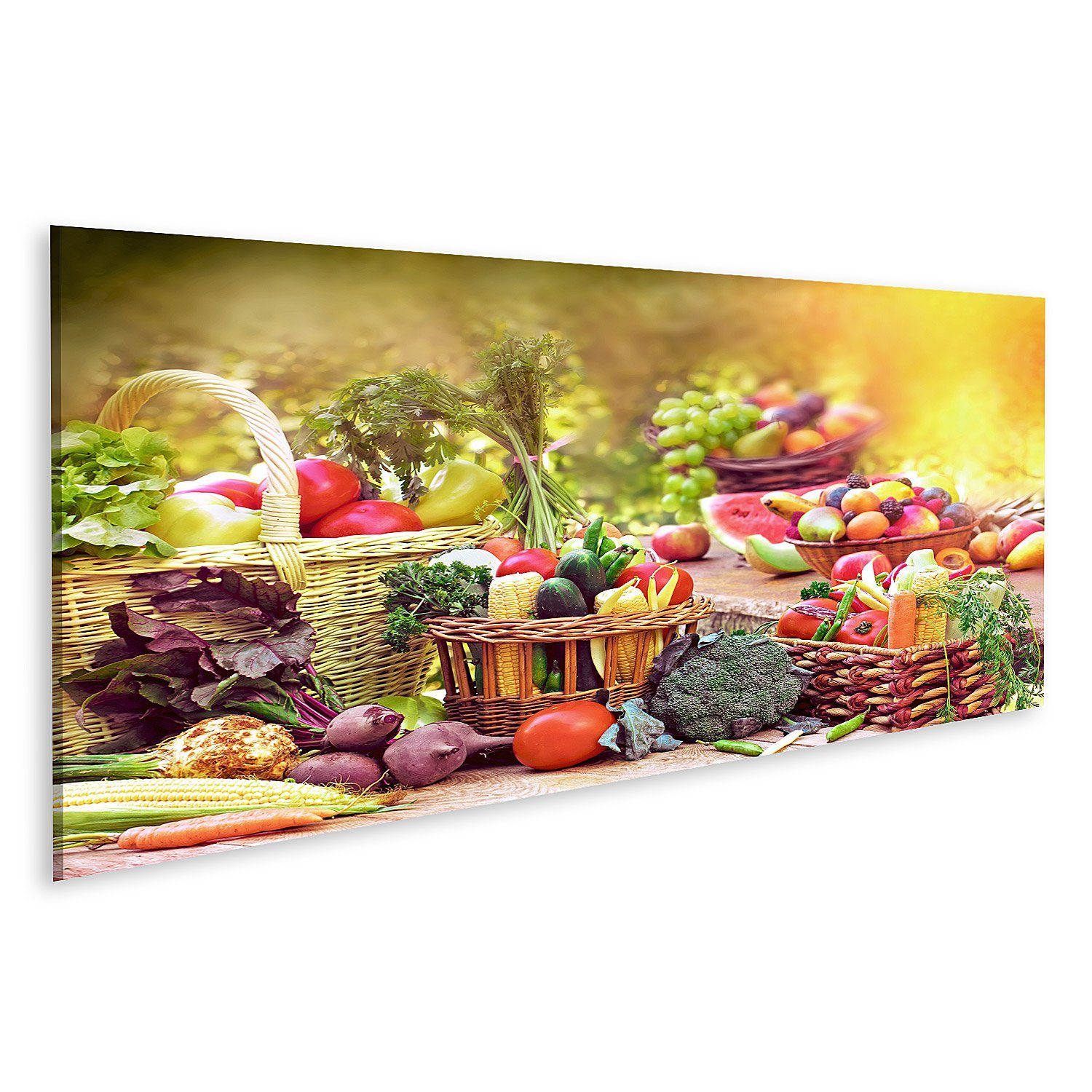islandburner Leinwandbild Bild auf Leinwand Frisches Bio Obst Und Gemüse Wandbild Leinwandbild