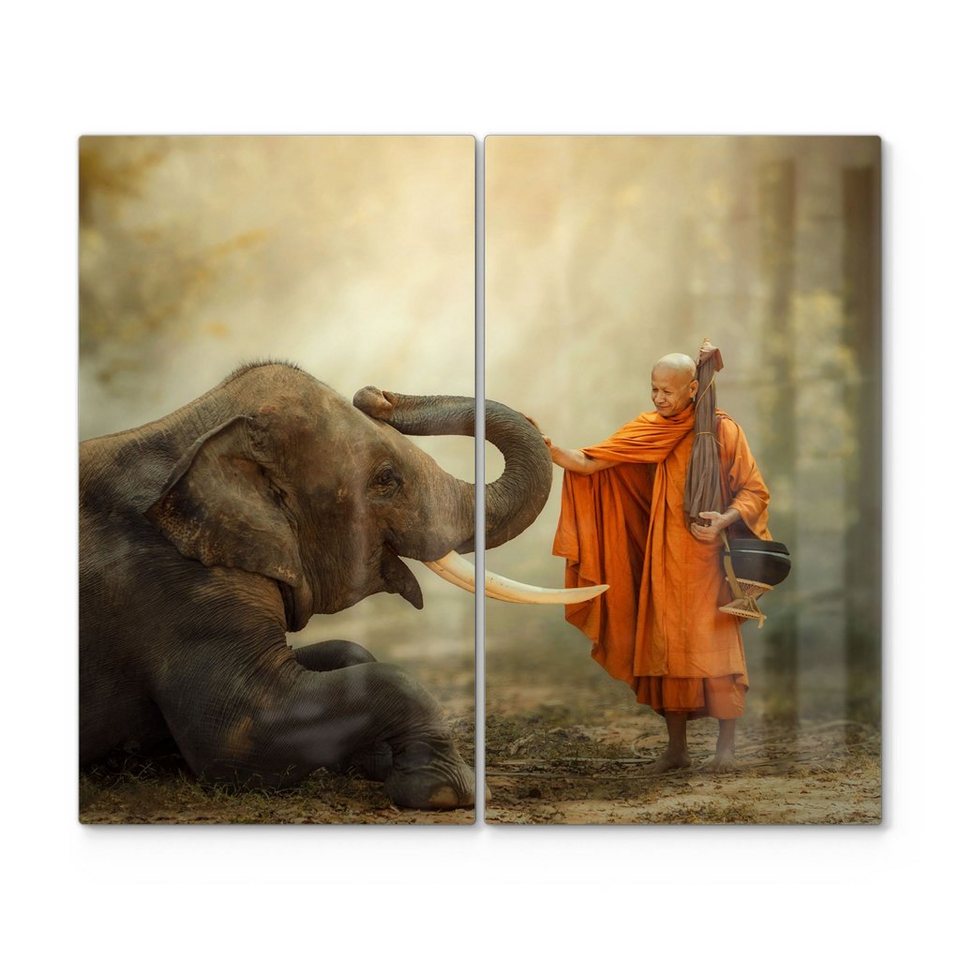 Deqori Herdblende Abdeckplatte Buddhist Berührt Elefant Glas 2