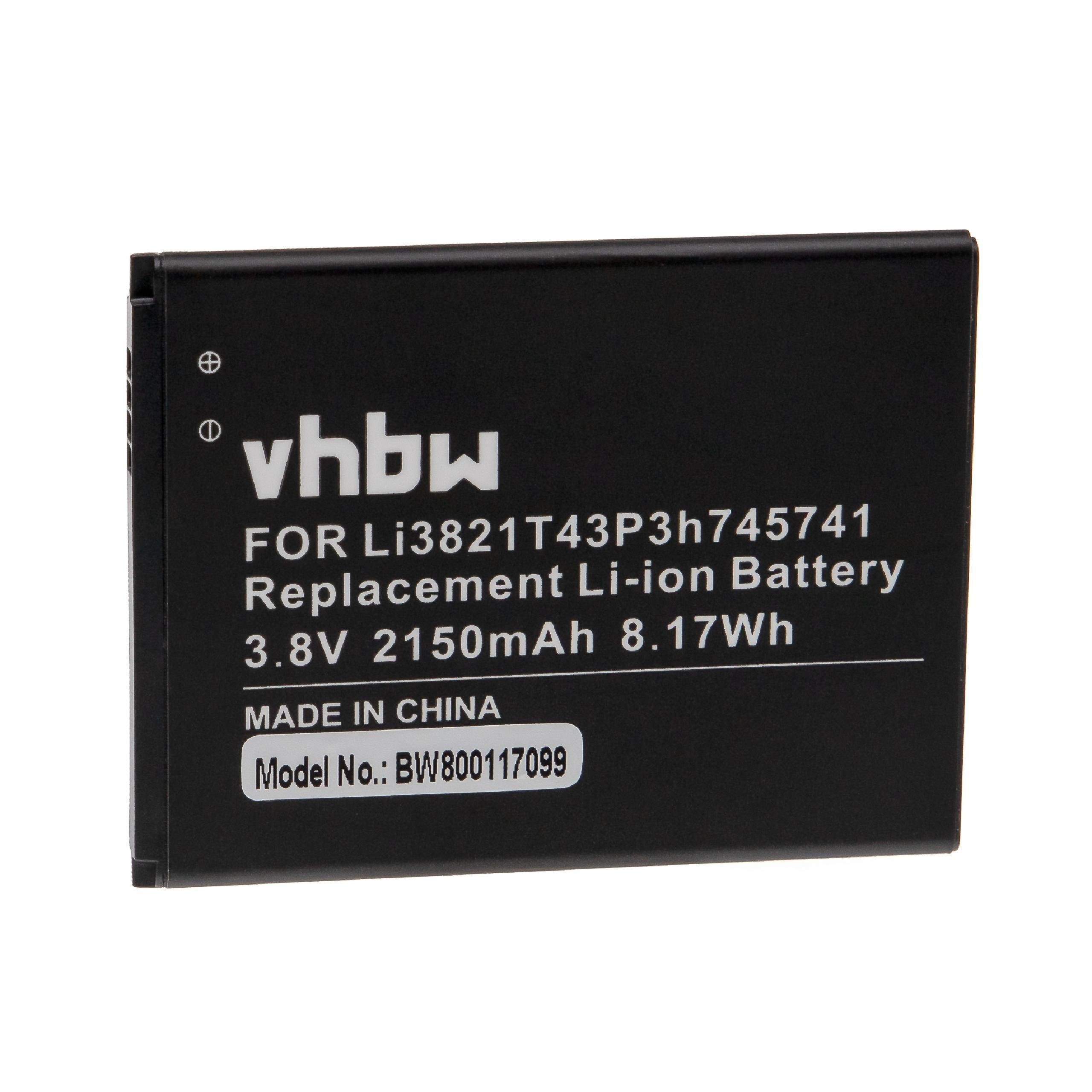 vhbw Ersatz für ZTE Li3821T43P3h745741 für Mobilfunk (2150 mAh, 3,8 V, Smartphone-Akku Li-Ion ...