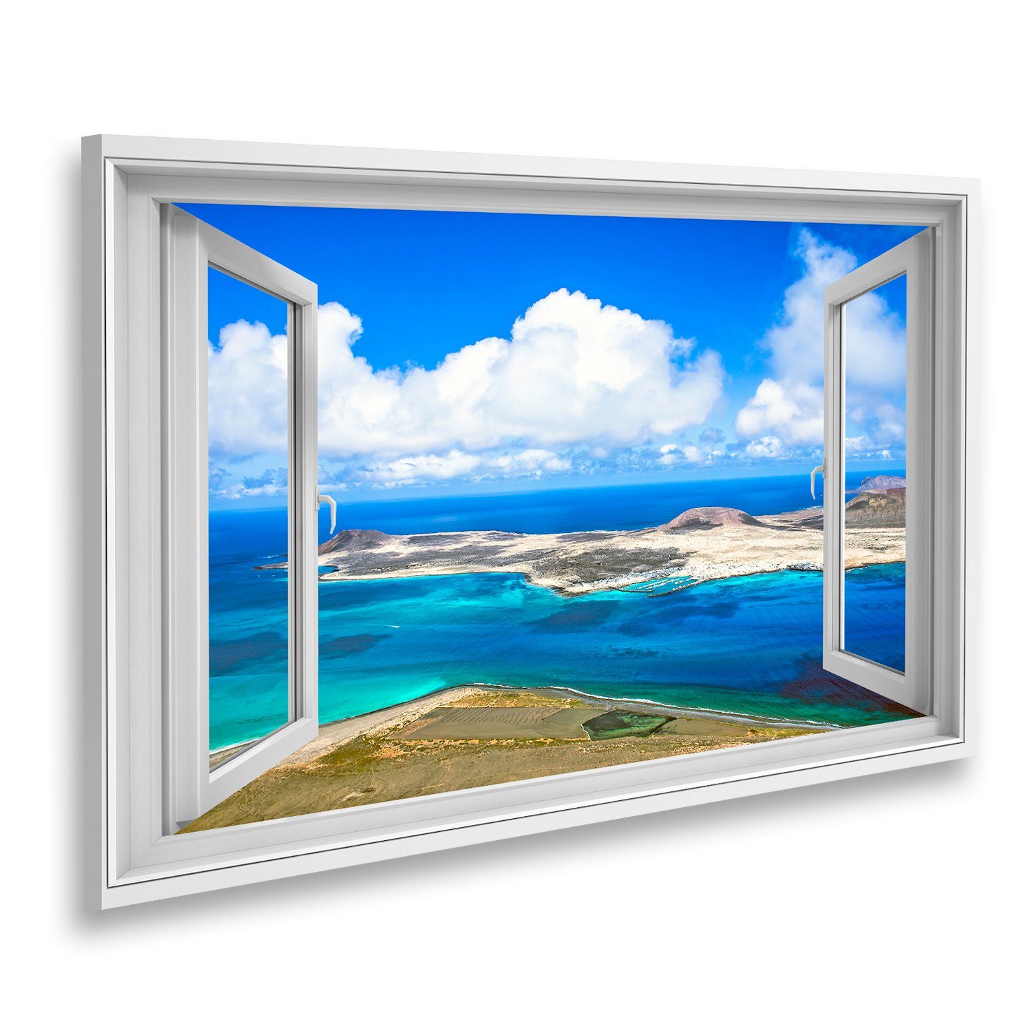 islandburner Leinwandbild Fensterblick Vulkaninsel La Graciosa Lanzarote Kanarische Inseln Spani