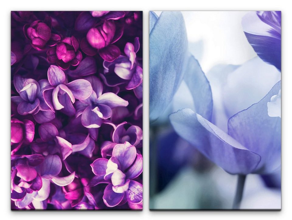 Sinus Art Leinwandbild 2 Bilder Je 60x90cm Orchideen Tulpen Blüten