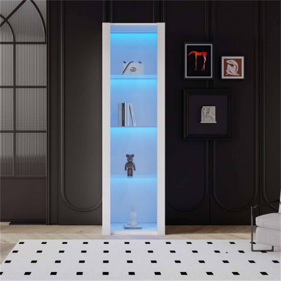 Miaandcoco Vitrine Weiße Hochglanz Vitrine Mit Led Beleuchtung 3