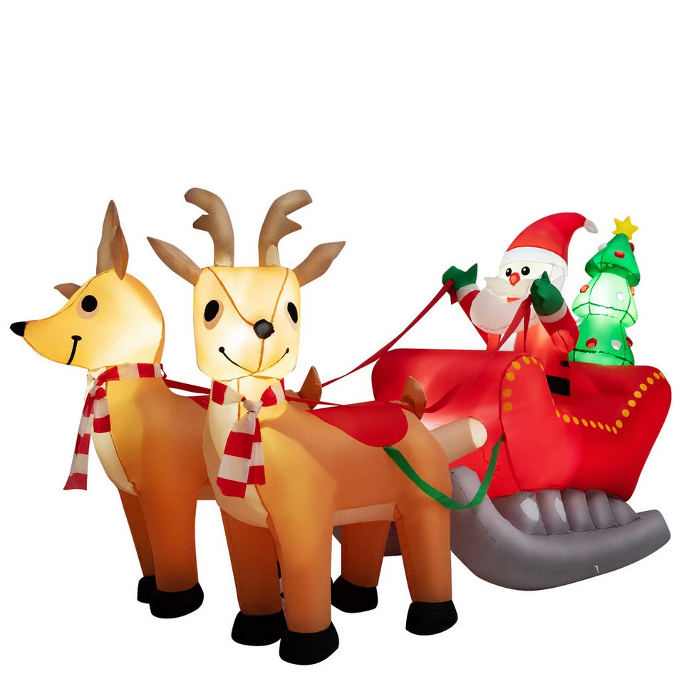 Costway Weihnachtsfigur Mit Schlitten Led Selbstaufblasend 130cm Hoch