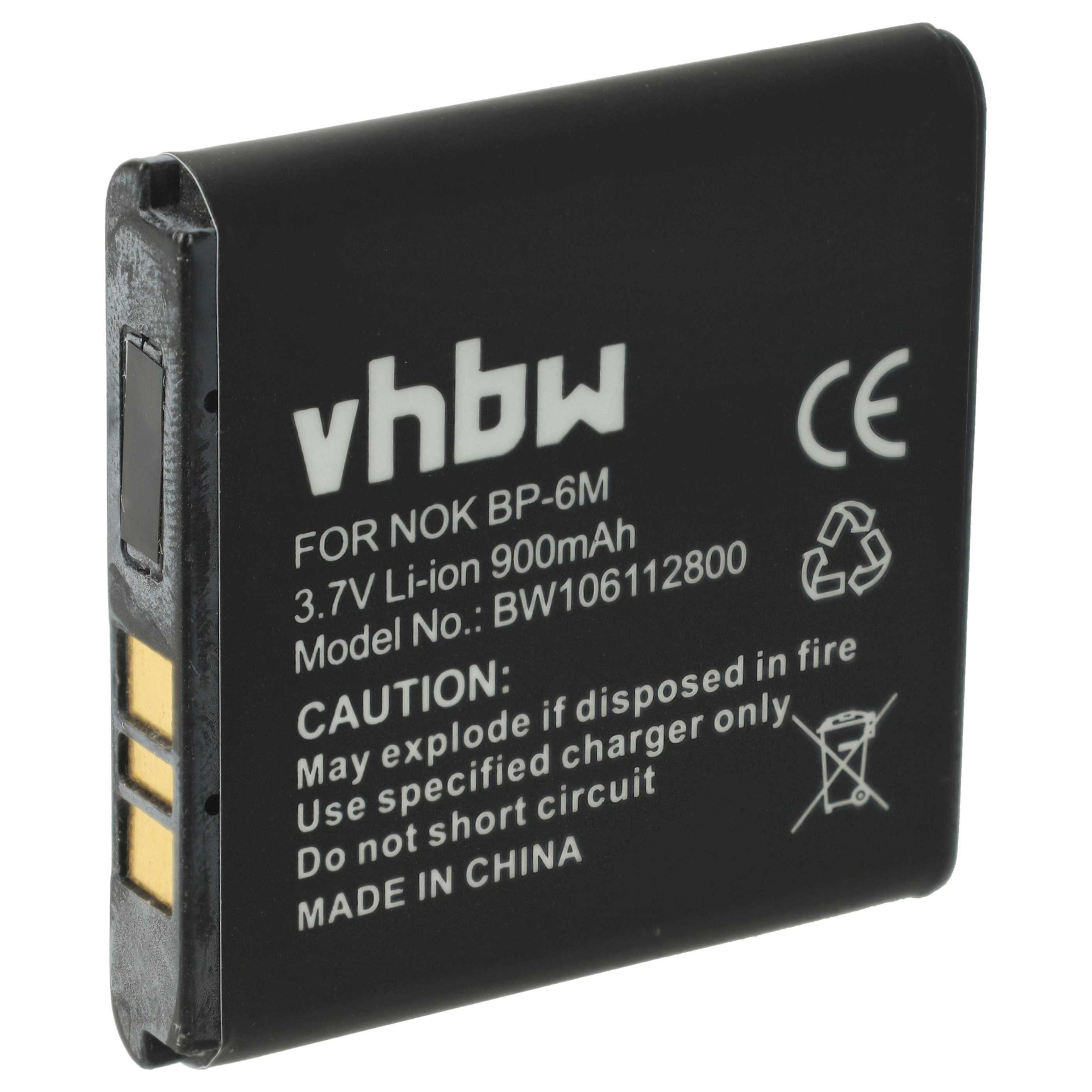vhbw Ersatz für Nokia BP-6M für Mobilfunk (900 mAh, 3,7 V, Li-Ion) Smartphone-Akku Akku Li-Ion ...