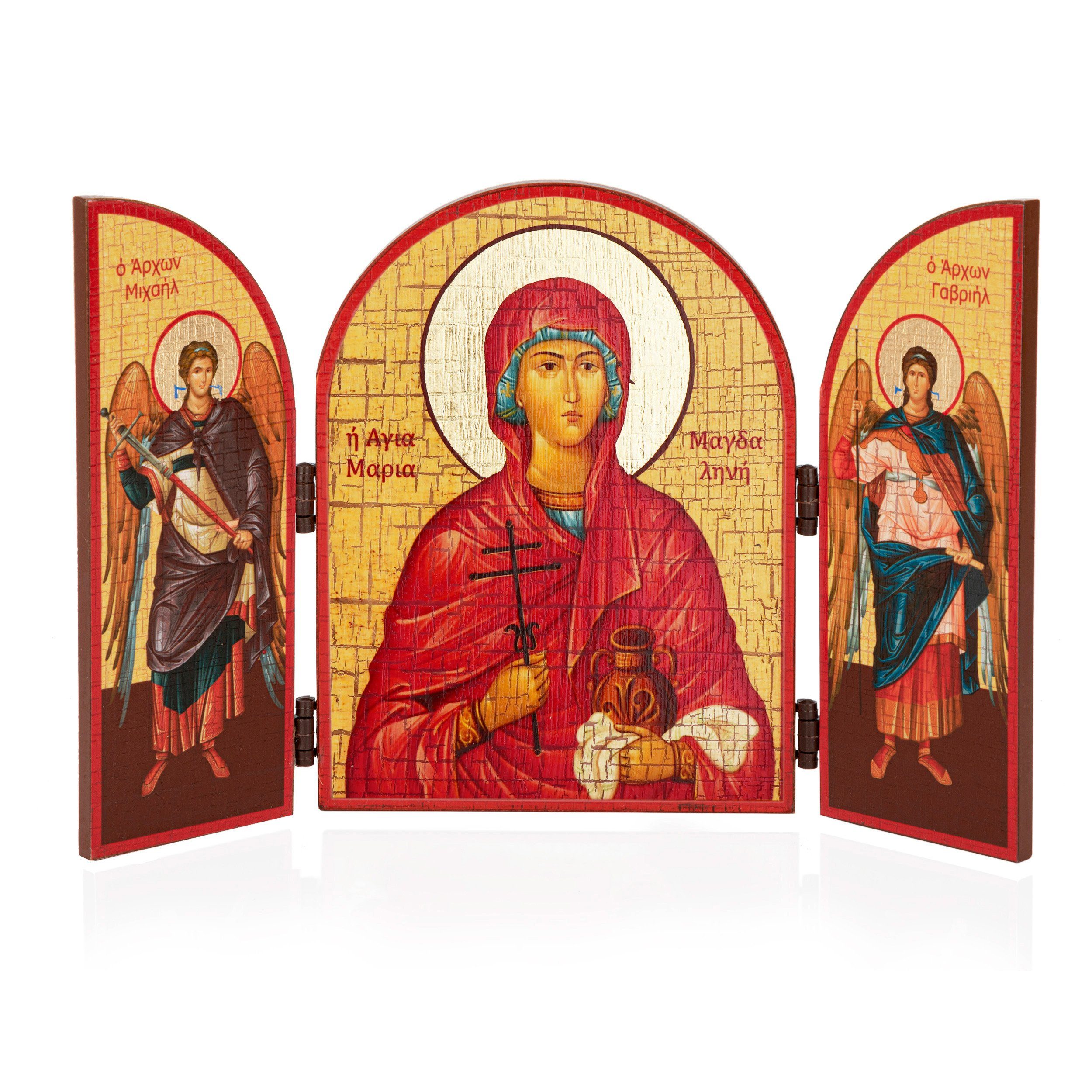 NKlaus Bild Heilige Maria Magdalena Ikone Triptychon Holz 25x16cm Christlich 13882, Religion