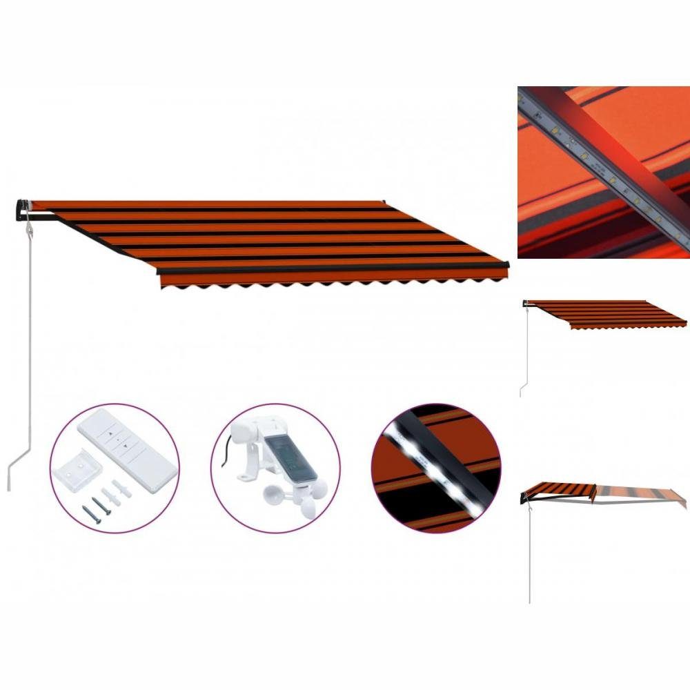 vidaXL Markise Einziehbare Markise mit Windsensor LED 450x300cm Orange ...