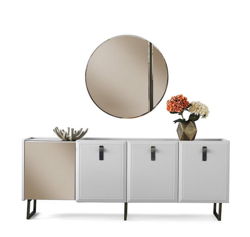 Jvmoebel Sideboard Weiß Sideboard Mit Spiegel Holz Anrichte Kommode