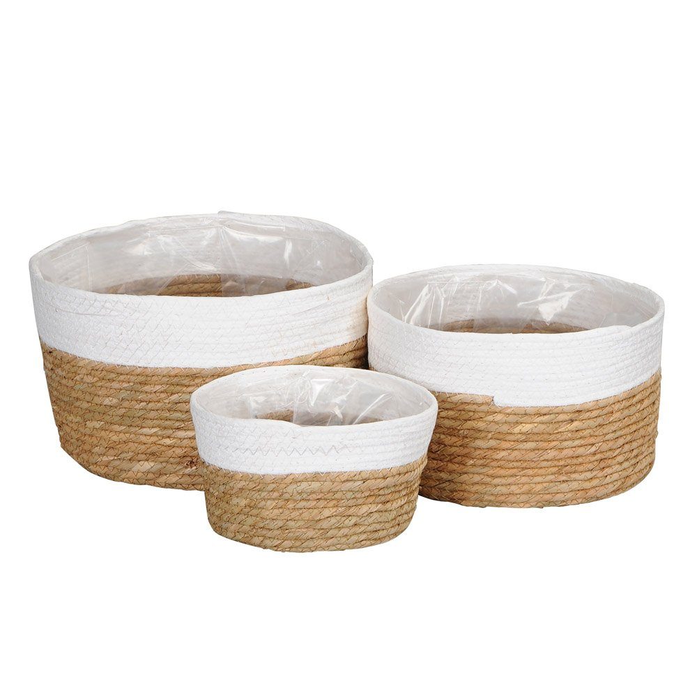 Posiwio Blumentopf 3tlg Pflanzkorb Hamptons Geflochtene Körbe Mit
