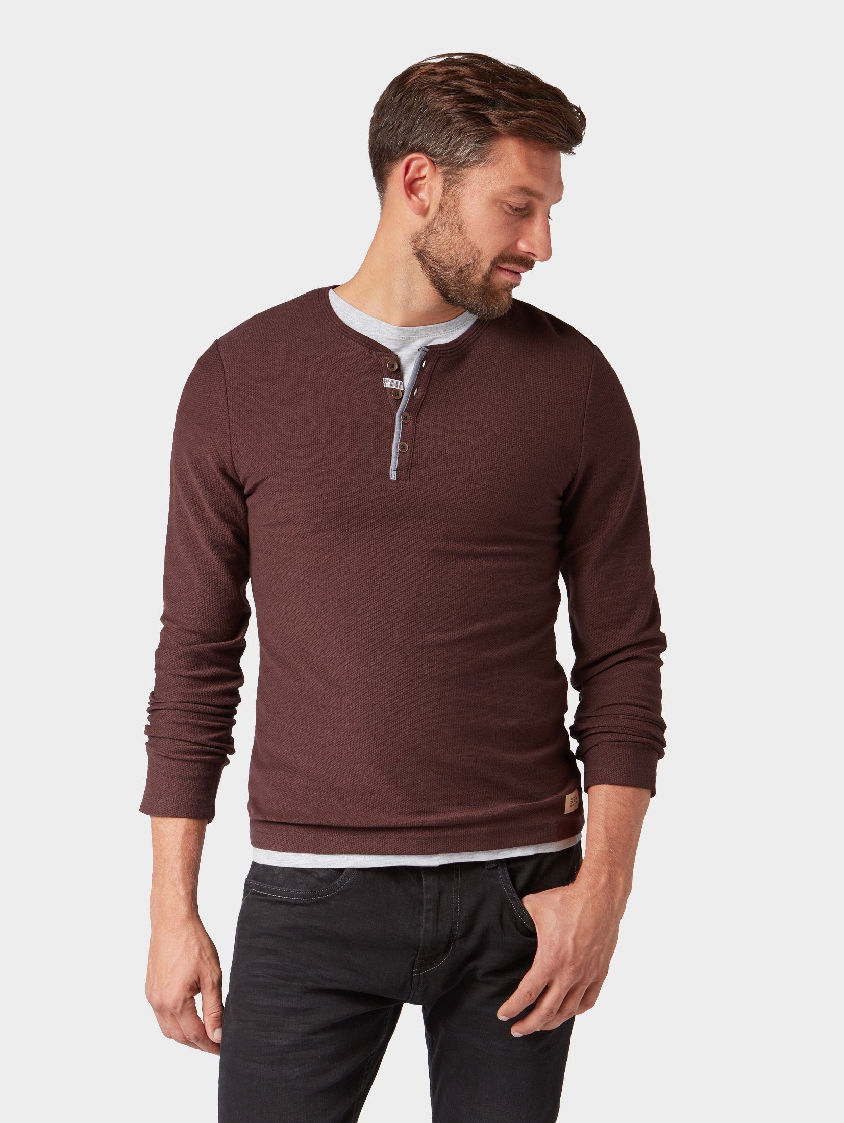 Tom Tailor Langarmshirt Langarmshirt Mit Henley Kragen Online Kaufen