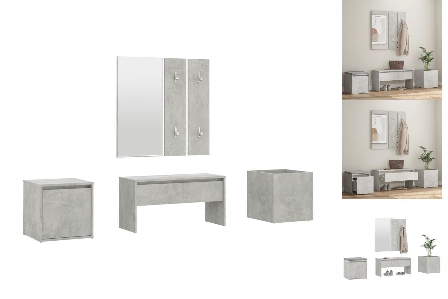 Vidaxl Garderoben Set Garderobe Flurmöbel Set Betongrau Spanplatte