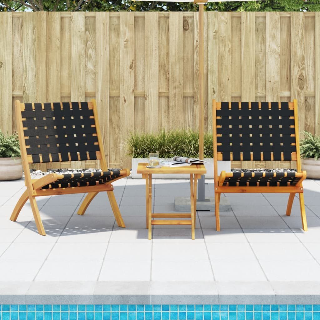 Vidaxl Gartenstuhl Gartenstühle 2 Stk Klappbar Mit Tisch Schwarz