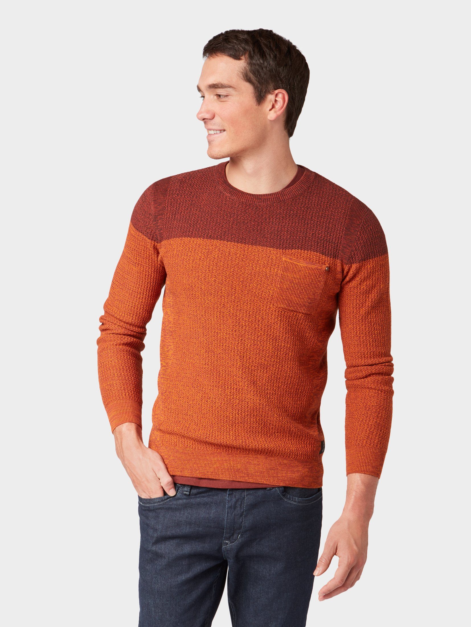 Tom Tailor Rundhalspullover Strukturierter Pullover Aus Baumwolle