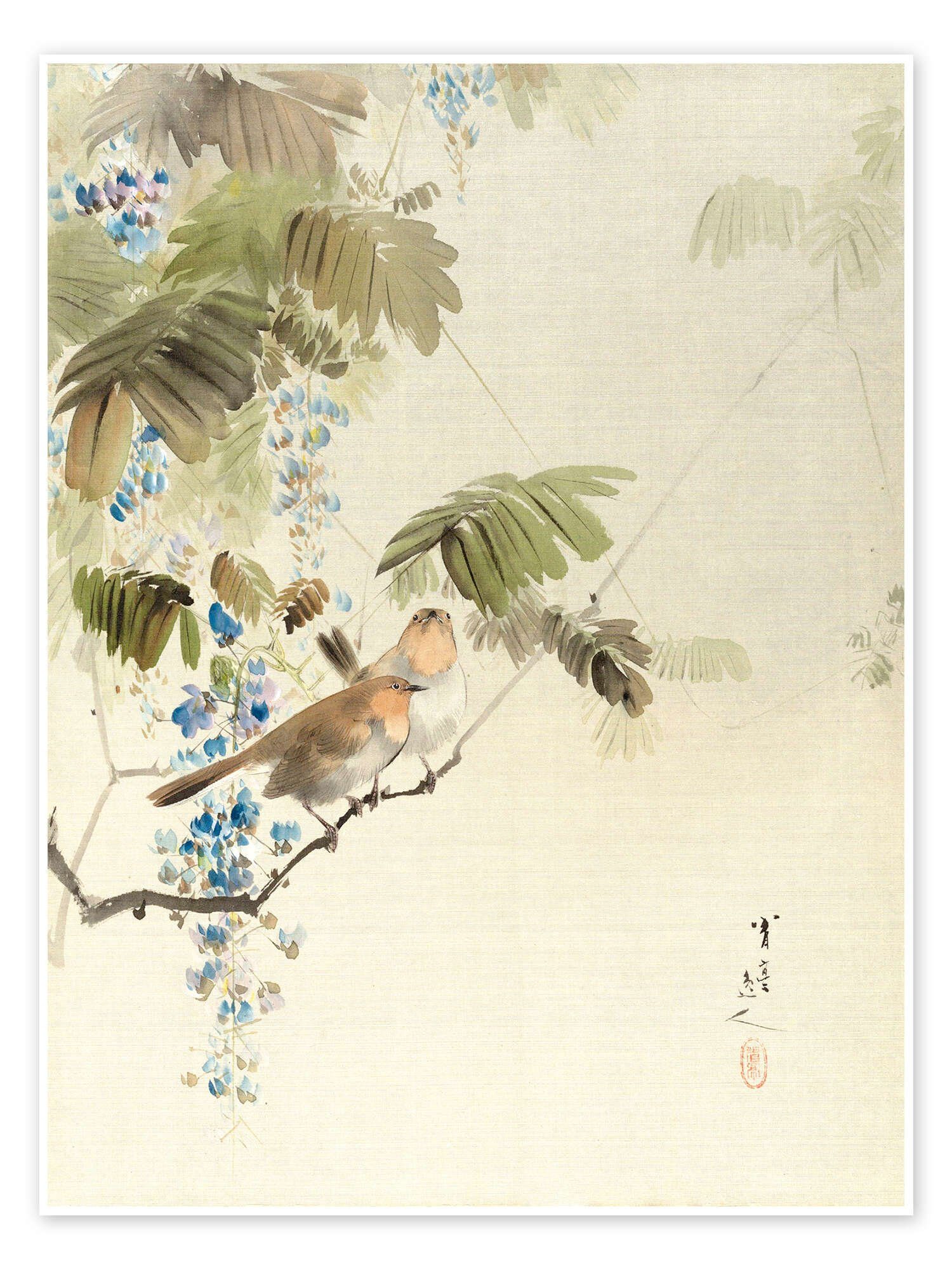 Posterlounge Poster Watanabe Seitei Vögel Und Blumen Japandi Malerei