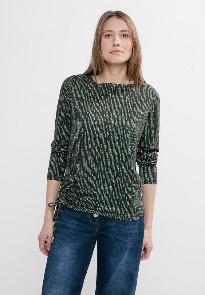 Cecil Rundhalsshirt Mit Tunnelzug Am Saum Grafischer Punkte Print