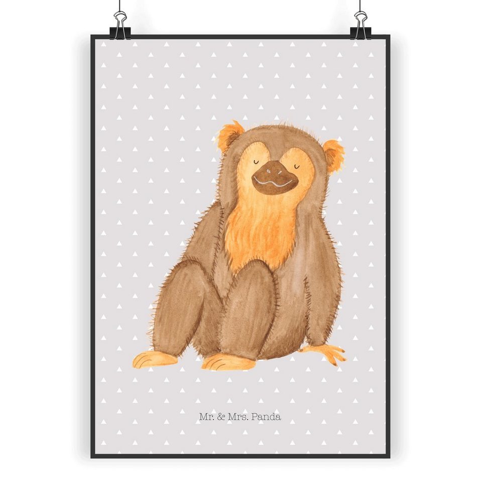 Mr And Mrs Panda Poster Affe Grau Pastell Geschenk Wildtiere