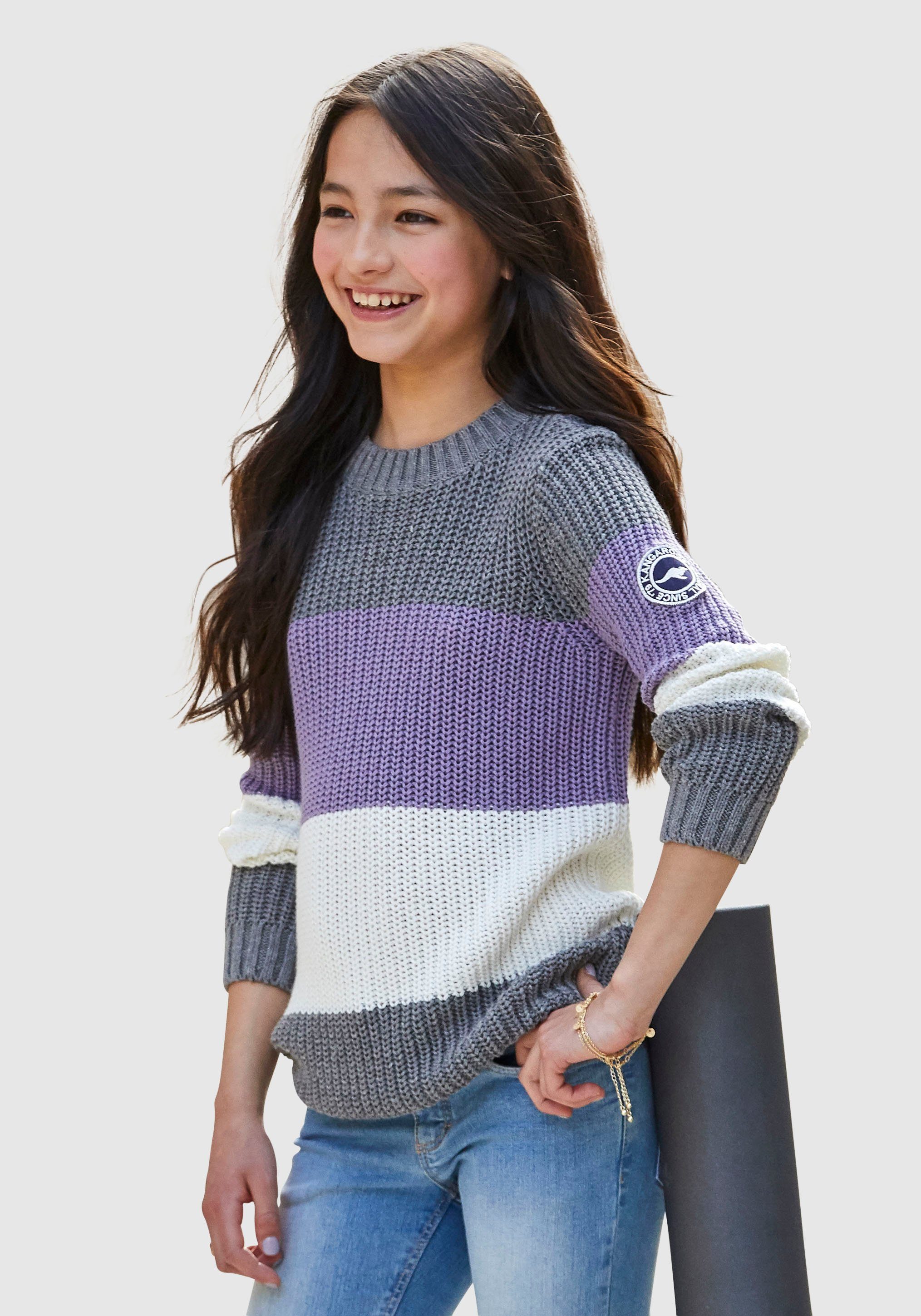 KangaROOS Strickpullover Ringelpullover mit Logo auf dem Ärmel