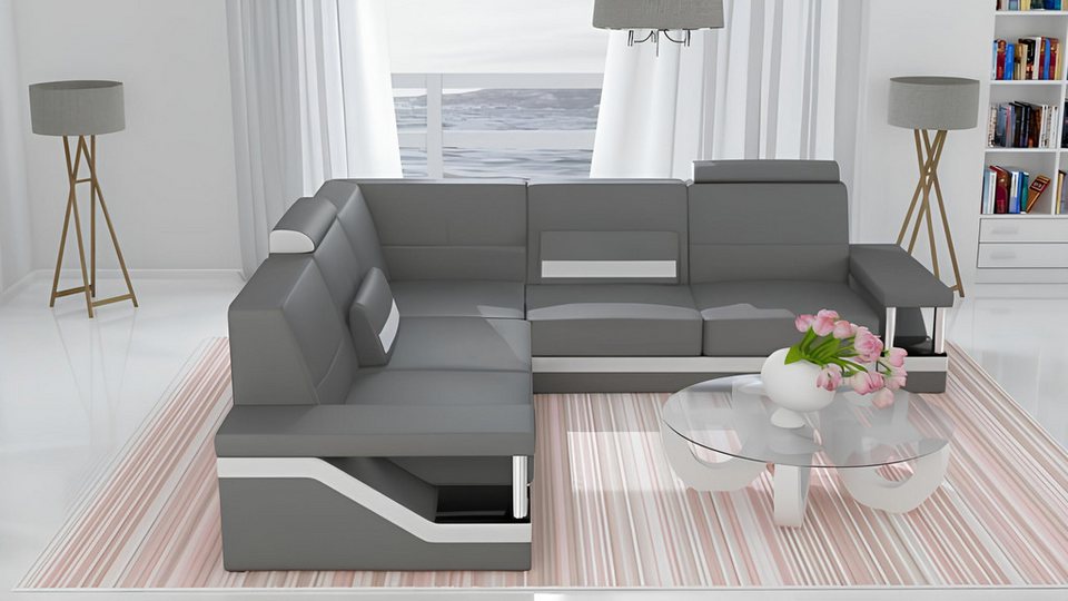 Xlmoebel Ecksofa Neue Eckgarnitur Ledersofa Mit Usb Anschluss In Stoff