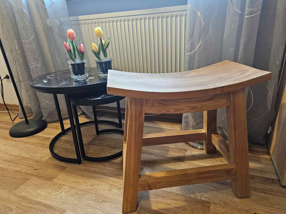 Couchcenter Sitzhocker Teak Massiv Holz Hocker Sitzhocker Fußhocker
