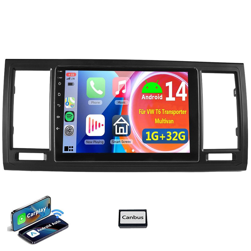 ESSGOO CarPlay Für VW T6 Transporter Multivan GPS Navi 4+64GB Android 14 Autoradio (DAB+ ...