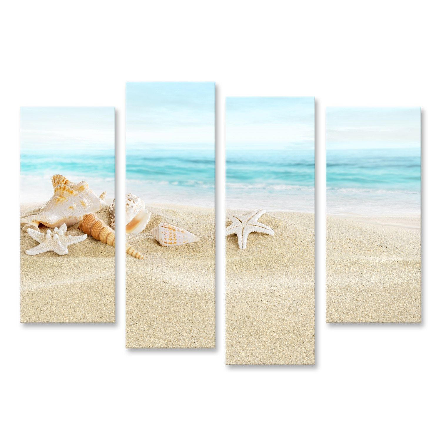 islandburner Leinwandbild Bild auf Leinwand Muscheln Am Sandstrand Wandbild Leinwandbild Wand B