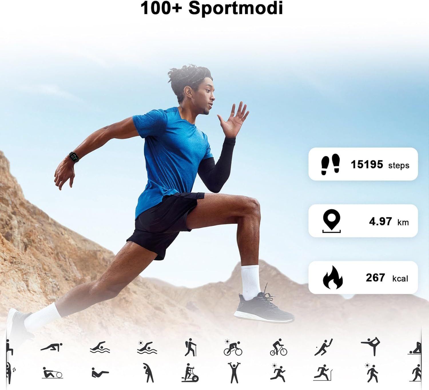 blackview R30Pro Smartwatch (4,7 cm, android ios), Smartwatch 1,85" HD ...