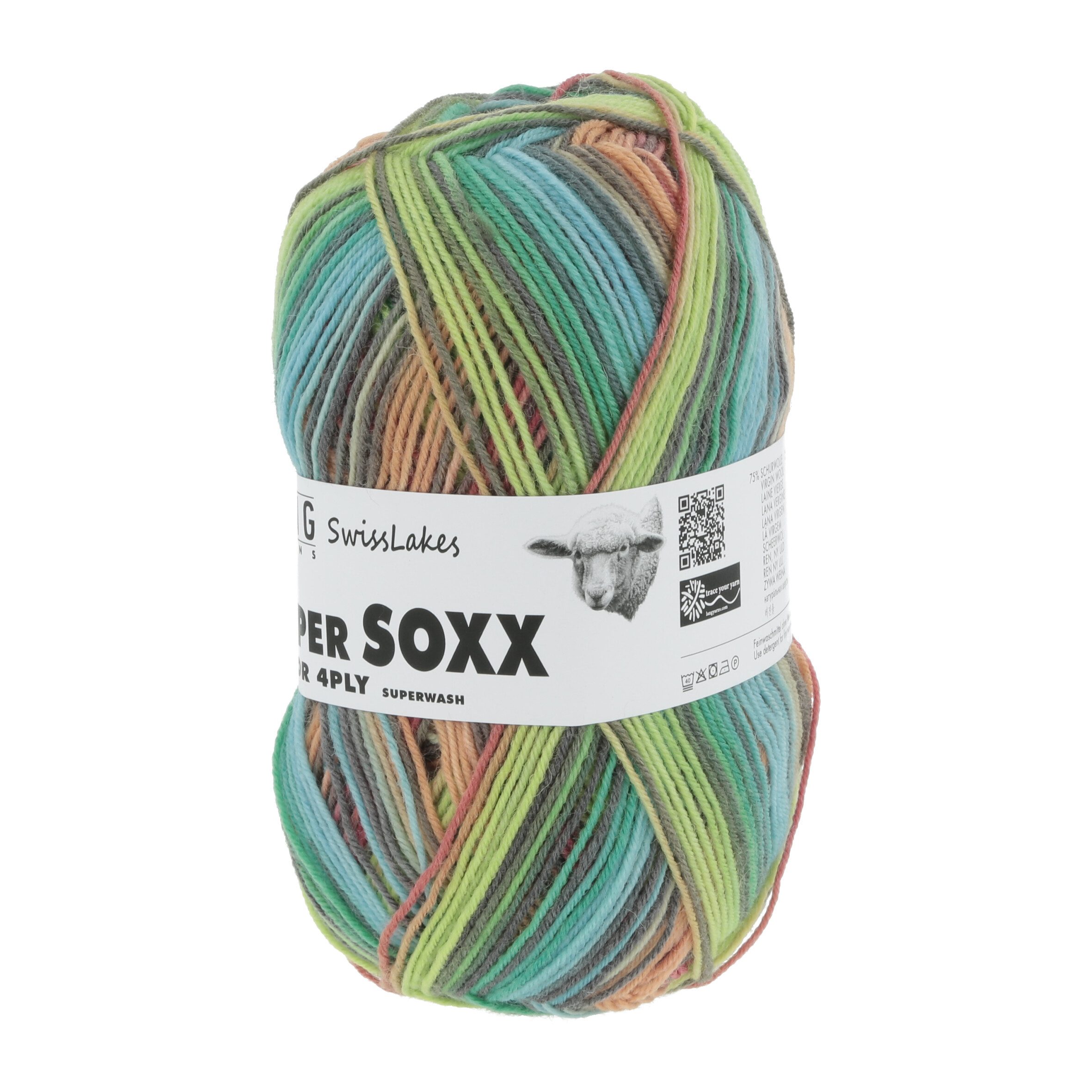 LANG YARNS Super Soxx Color 4-fach Häkelwolle, 420 m