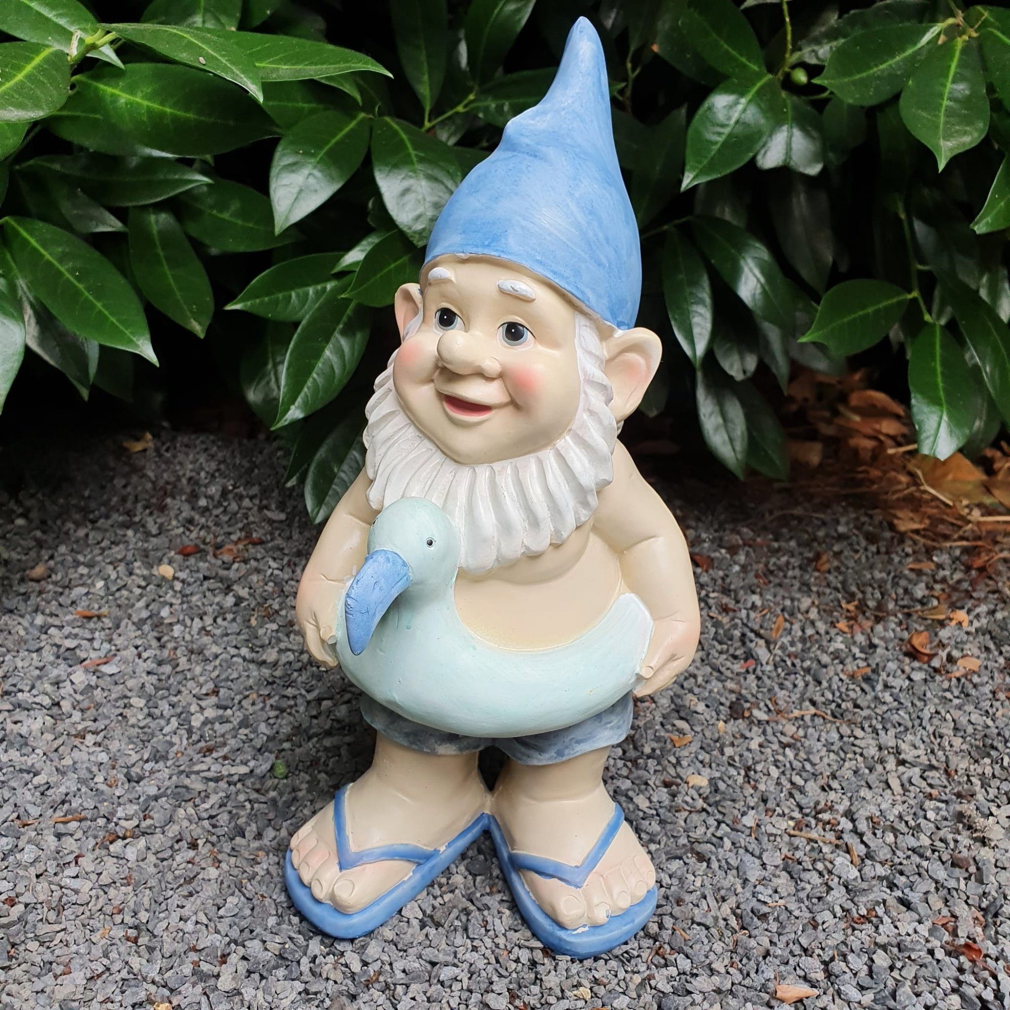 Aspinaworld Gartenfigur Gartenfigur Gartenzwerg Mit Schwimmring 30 Cm