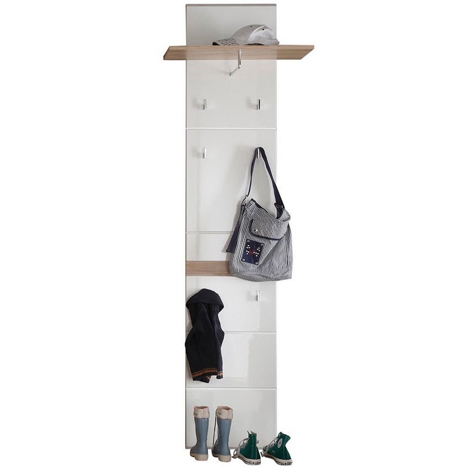 Trendteam Garderobenpaneel One Weiß Eiche Hochglanz Garderobe