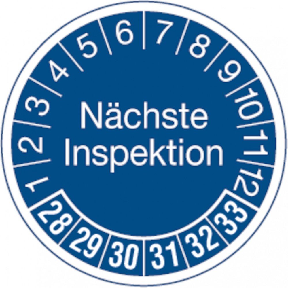 Dreifke Hinweisschild Dreifke® Prüfplakette Nächste Inspektion ab 28 blau/weiß - 30 mm Folie