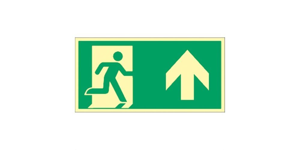 König Werbeanlagen Hinweisschild Notausgang (rechts) mit Richtungspfeil oben, Symbolschild, ISO 7010