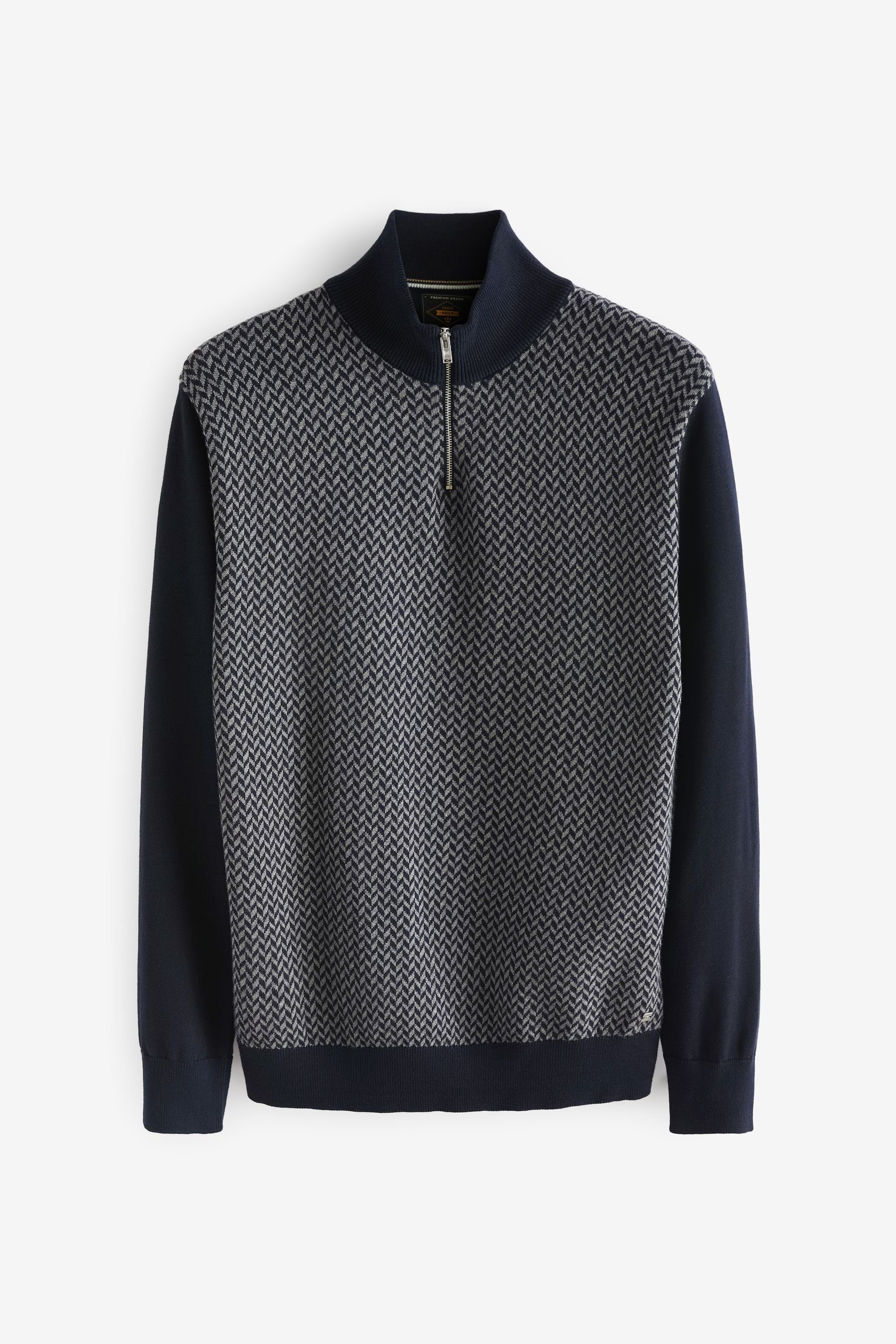 Next Troyer Strickpullover Im Fischgrätmuster Mit Rv Kragen 1 Tlg