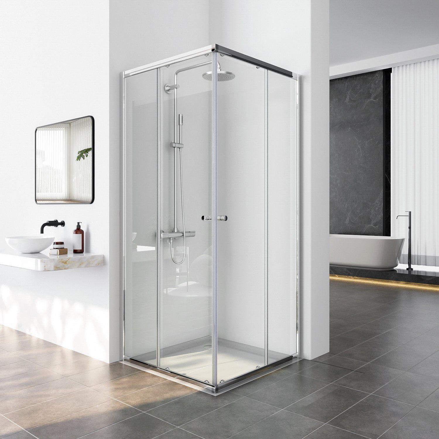 Boromal Eckdusche Duschkabine 75x75 Schiebetür Eckeinstieg Duschwand ...