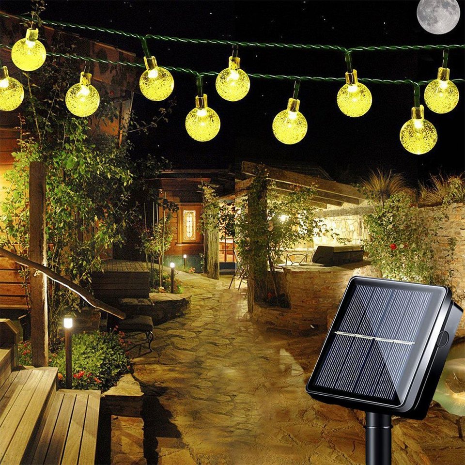 Zggzerg Led Solarleuchte Solar Lichterkette Aussen 60 Led 11m 8 Modi