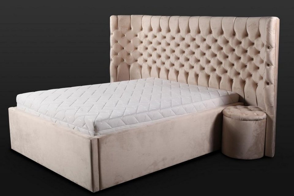 Jvmoebel Bett Beiges Chesterfield Doppelbett Moderne Schlafzimmer Möbel